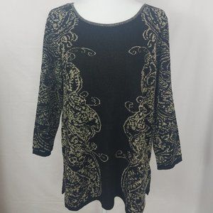 Ruby Rd. | Sweaters | Ruby Rd Black Gold Metallic Sweater | Poshmark